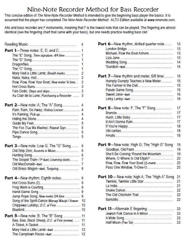 bass recorder music book